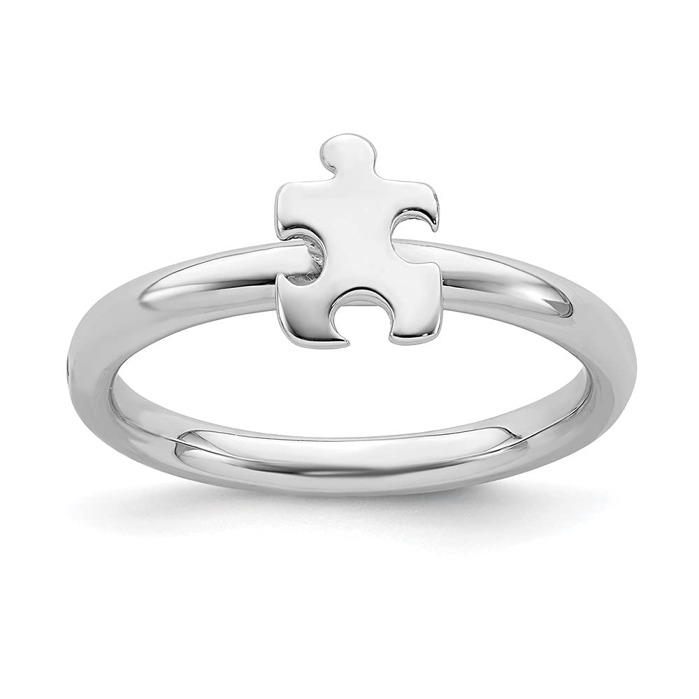Stackable Expressions 2.5mm Sterling Silver Autism Awareness Puzzle Piece Ring - Size 5