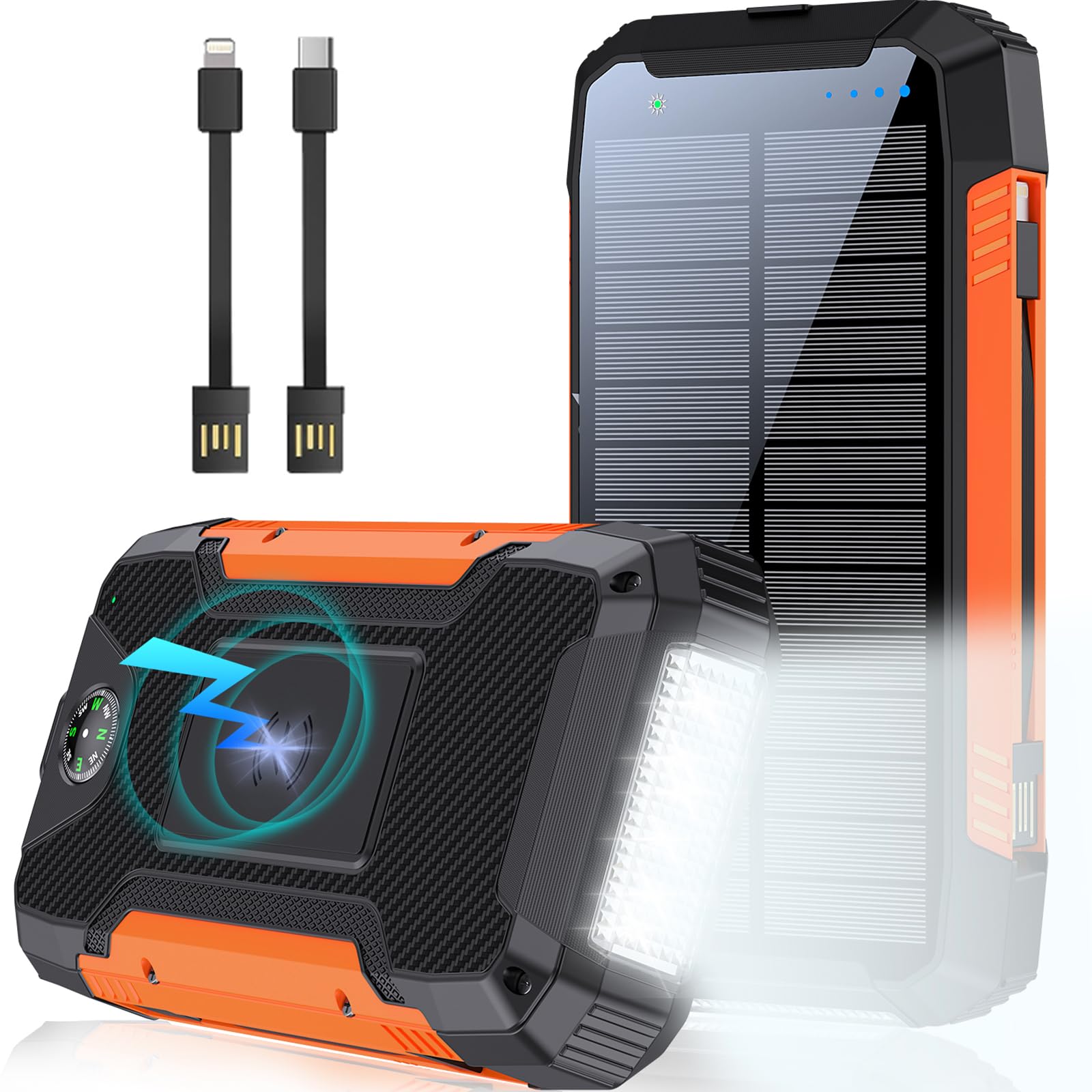 YOLOSKS ๐ฎ๐ฌ๐ฎ๐ฐ ๐๐ฅ๐๐ง๐๐๐ Solar-Charger-Power-Bank-49800mAh Wireless Portable Phone Charger, ๐ฃ๐๐ญ๐ด๐ช ๐๐๐.๐ Fast Charging Built in 3 Cables with USB C 4 Outputs & 2 Inputs for Cell Phone
