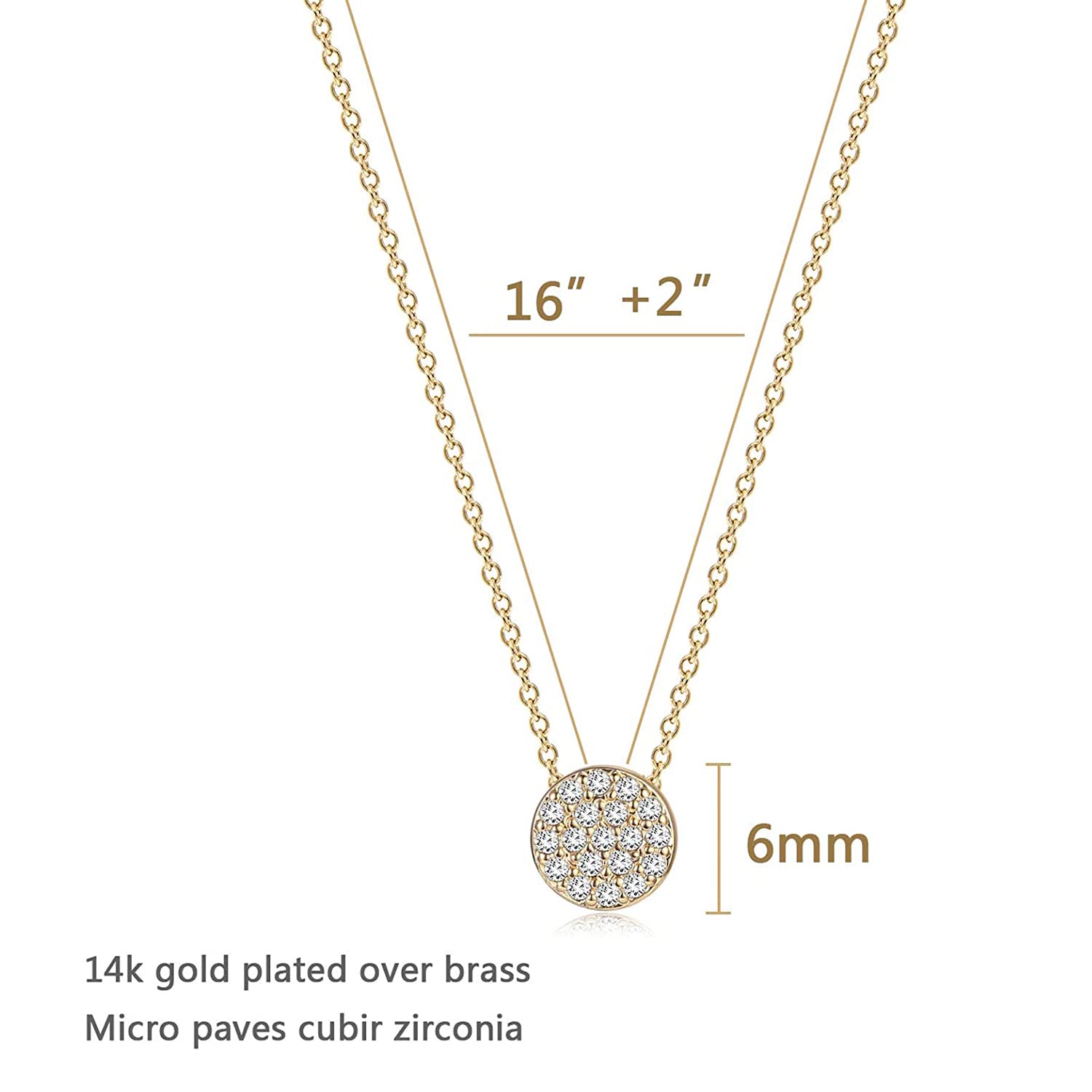 Valloey Rover Tiny Dot Pendant Necklace Dainty 14K Gold Plated Sterling Silver Round Dot Circle CZ Choker Necklace Jewelry Gift for Women (NCK-CZ-dot)