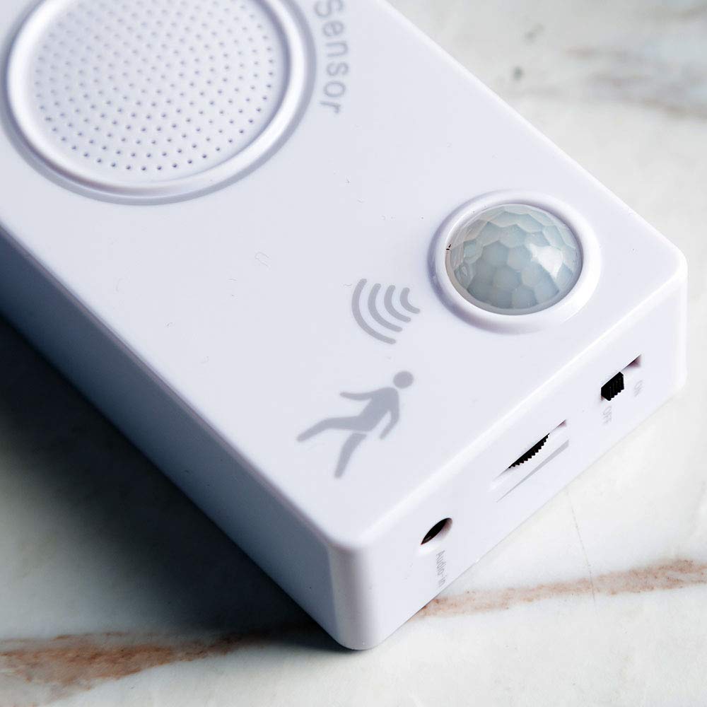 Upgrade Version - Mini PIR Motion Sensor- Recording Sound Through Phone-Welcome Alarm-Sound Motion Doorbell- Home Security Driveway Alarm- (White)