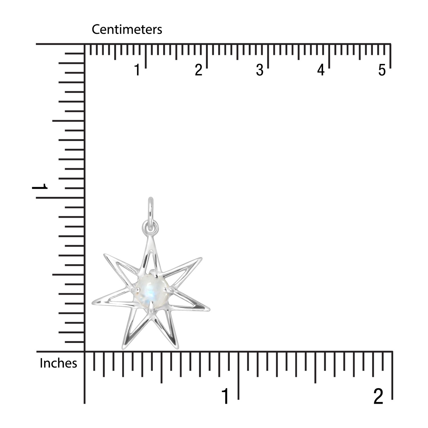 WithLoveSilver 925 Sterling Silver Morning Fairy Star Moon Natural Moonstone Pendant