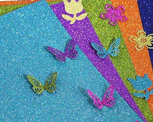 YZH Crafts Glitter Cardstock Paper,No-Shed Shimmer Glitter Paper,10 Sheets, DIY Party Deco, 8 Inch X 12 Inch, A4 Size (Royal Blue)