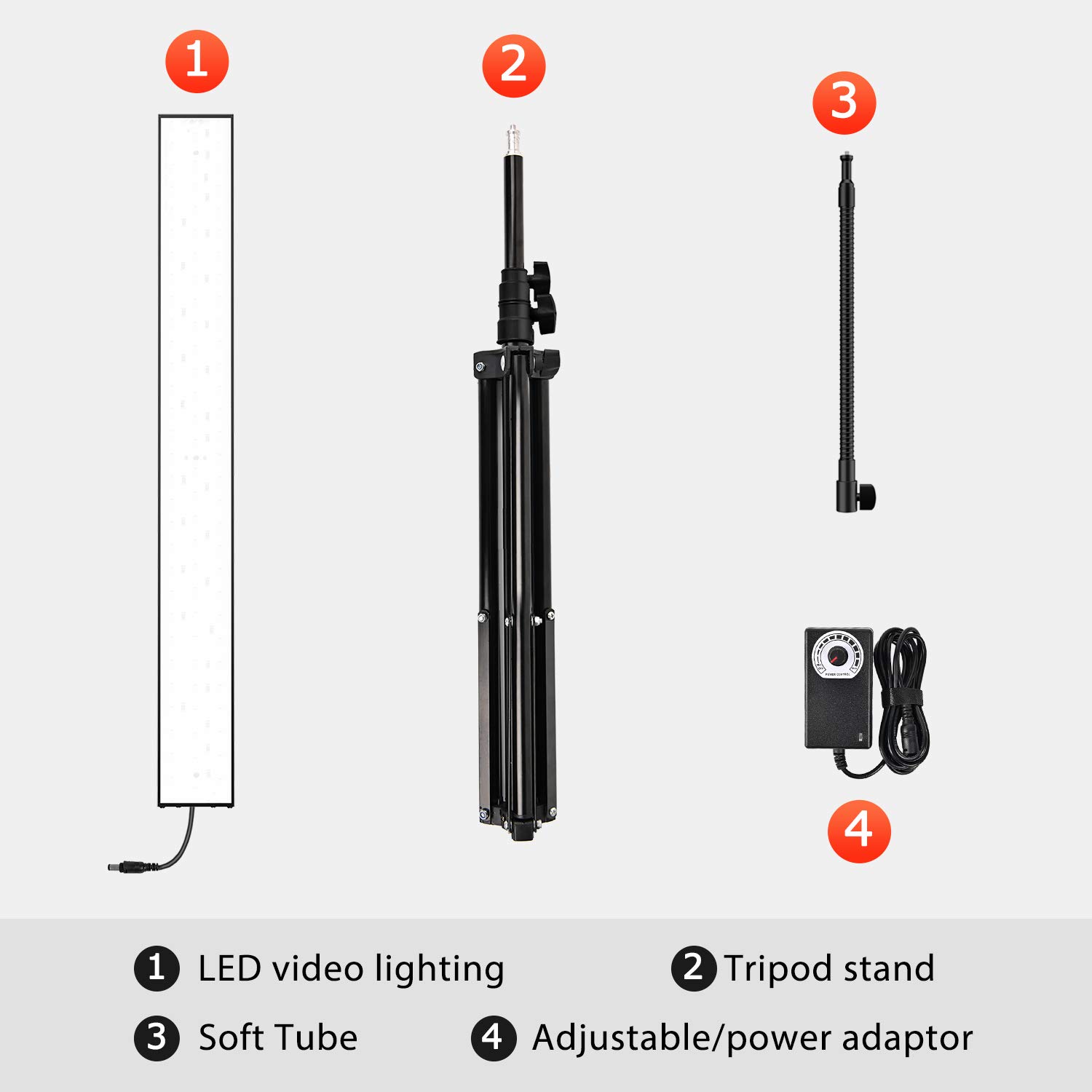 Yesker LED Video Lighting Adjustable Photography Studio Light Kit Dimmable Color 5500K Brightness with Tripod Stand for Camera Video YouTube Product Portrait Live Stream Shooting (1 Packs Only)…
