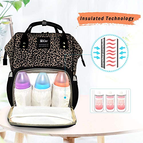 YOUNGFIT Diaper Bag Backpack, Diaper Bags for Baby Girl, Leopard Diaper Backpack Baby Bag