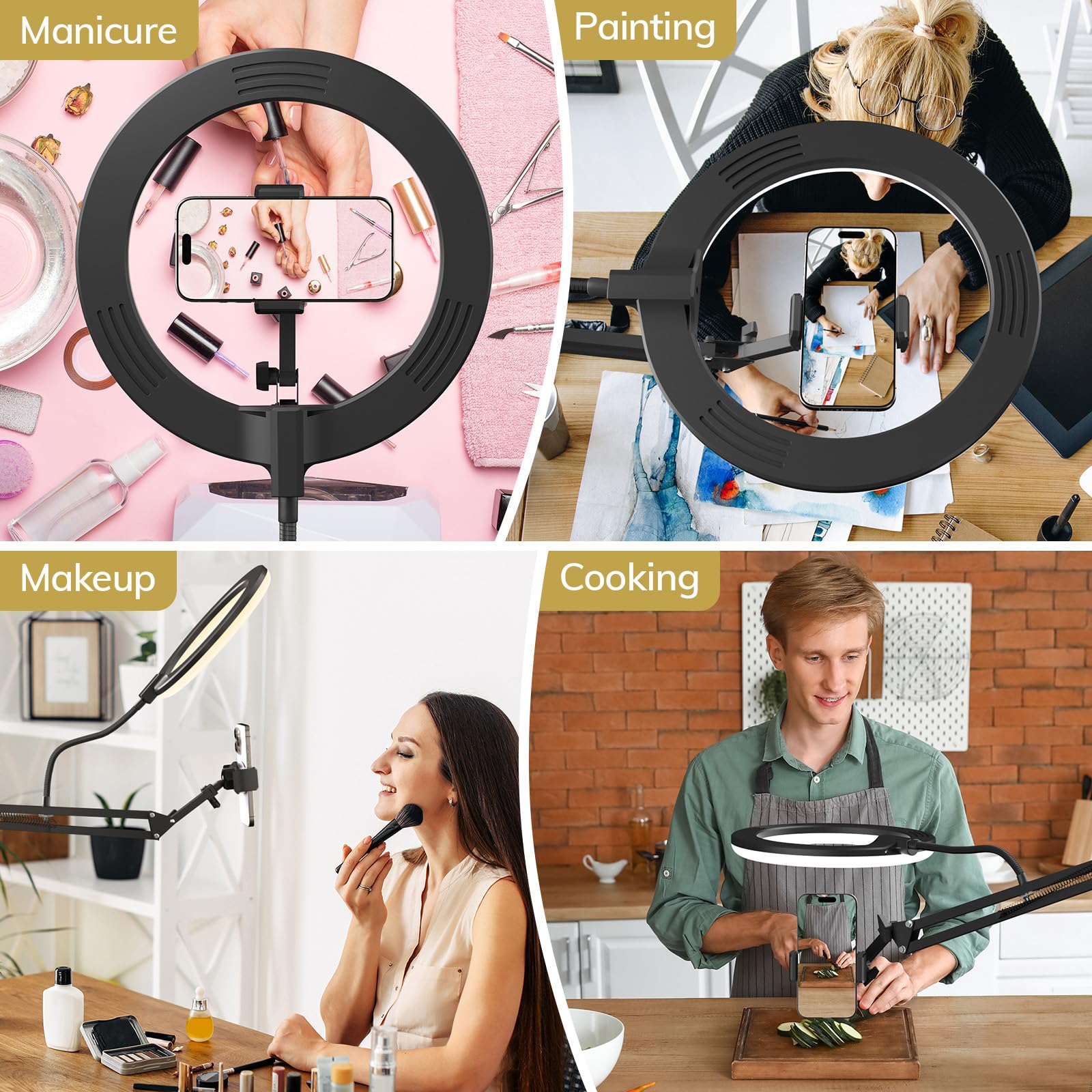 TONOR 12" Large Ring Light with Stand and Phone Holder,LED Selfie Ring Light with Tripod Stand for Phone, Dimmable Circle Ligh with Bluetooth Remote for Tiktok/YouTube/Makeup/Photography/Vlog TRL-20