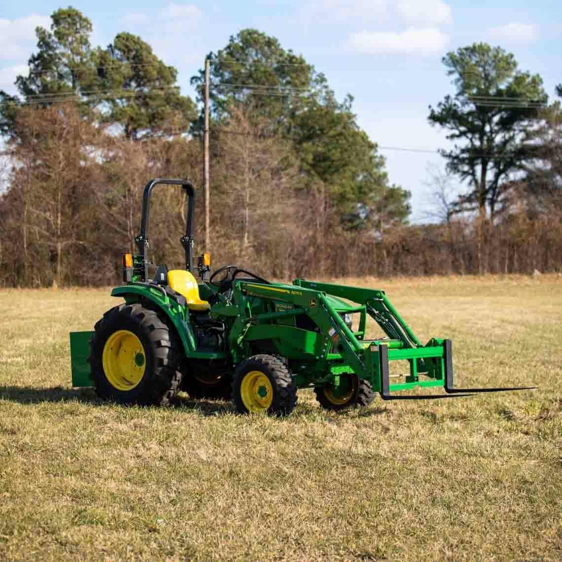 Titan Attachments Pallet Fork Attachment, 48†Fork Blades, Rated 3,000 LB, Receiver Hitch, Fits John Deere Loaders