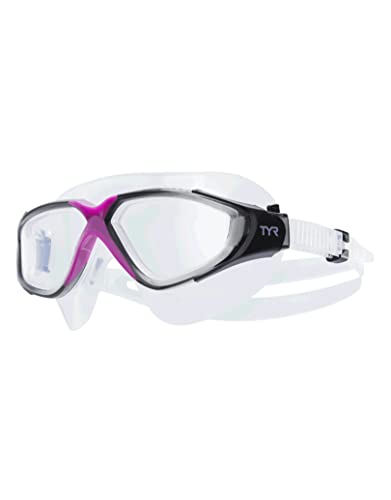TYR Rogue Femme Swim Mask Adult Fit, Clear/Blue/Grey