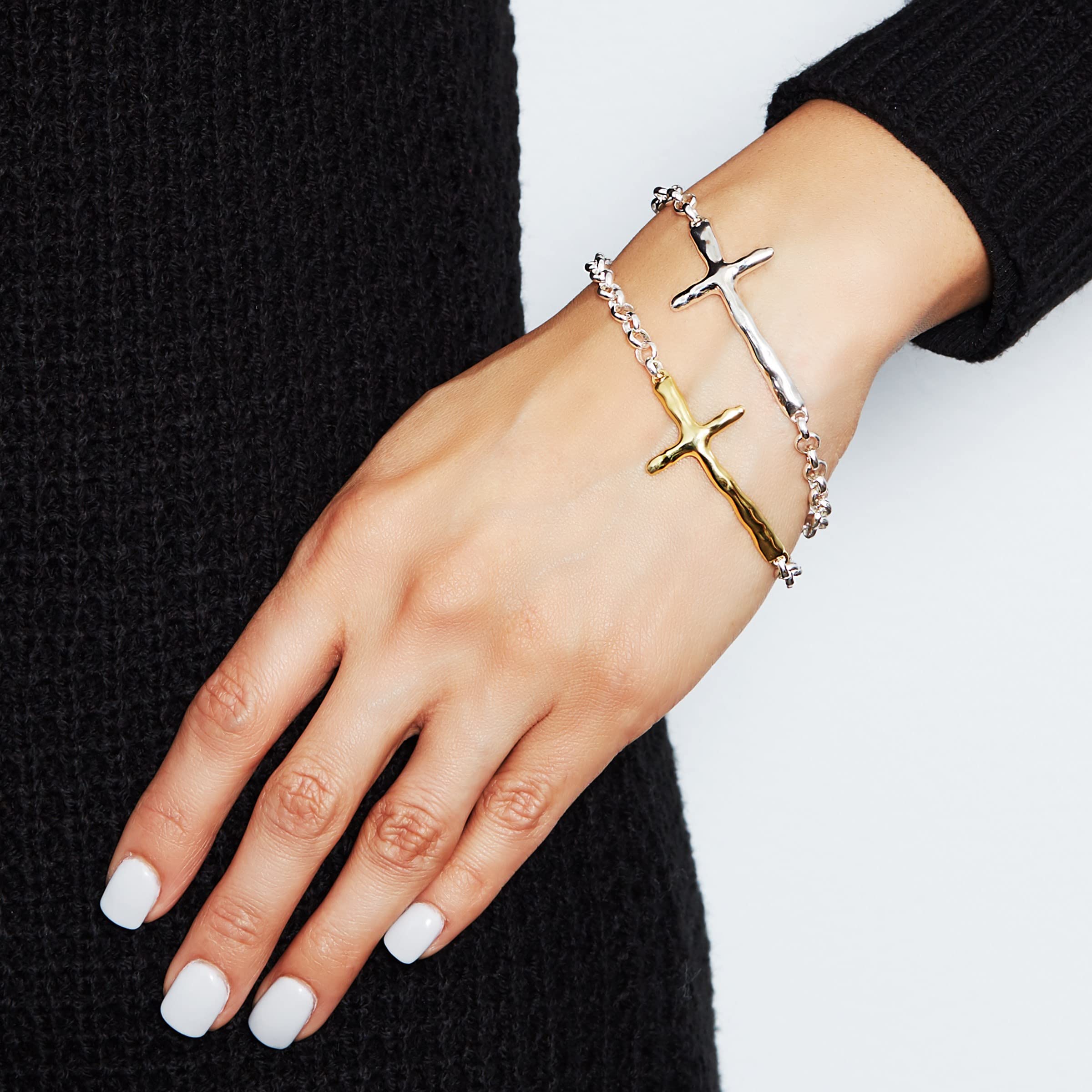 Silpada Cross Chain Bracelet for Women & Men, High Polished-Finish .925 Sterling Silver, Jewelry Gift Idea, In Good Faith', 7.5"