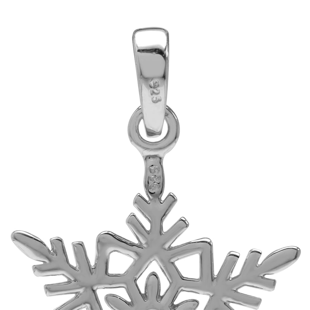 Silvershake Garnet Red Cubic Zirconia 925 Sterling Silver Snowflake Pendant with 18 Inch Chain Necklace