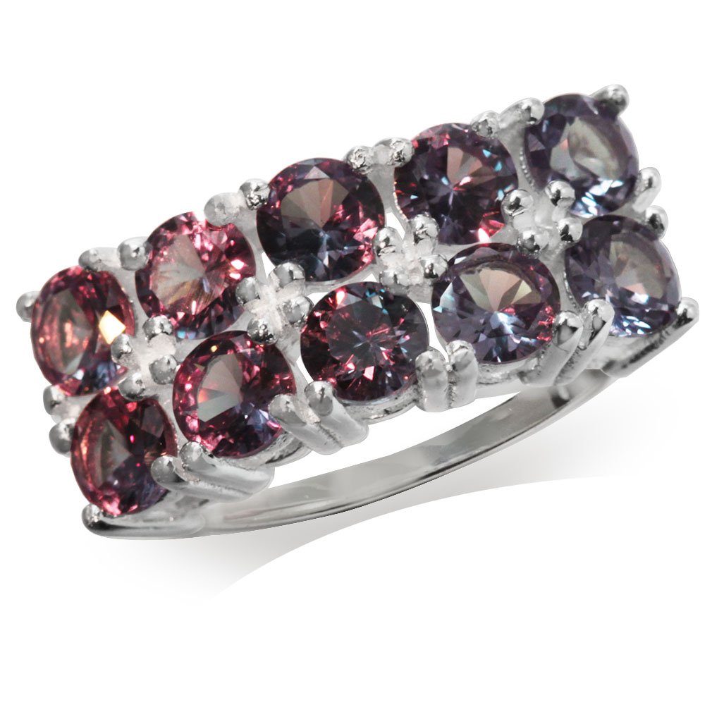 Silvershake Simulated Color Change Alexandrite White Gold Plated 925 Sterling Silver Ring Size 8