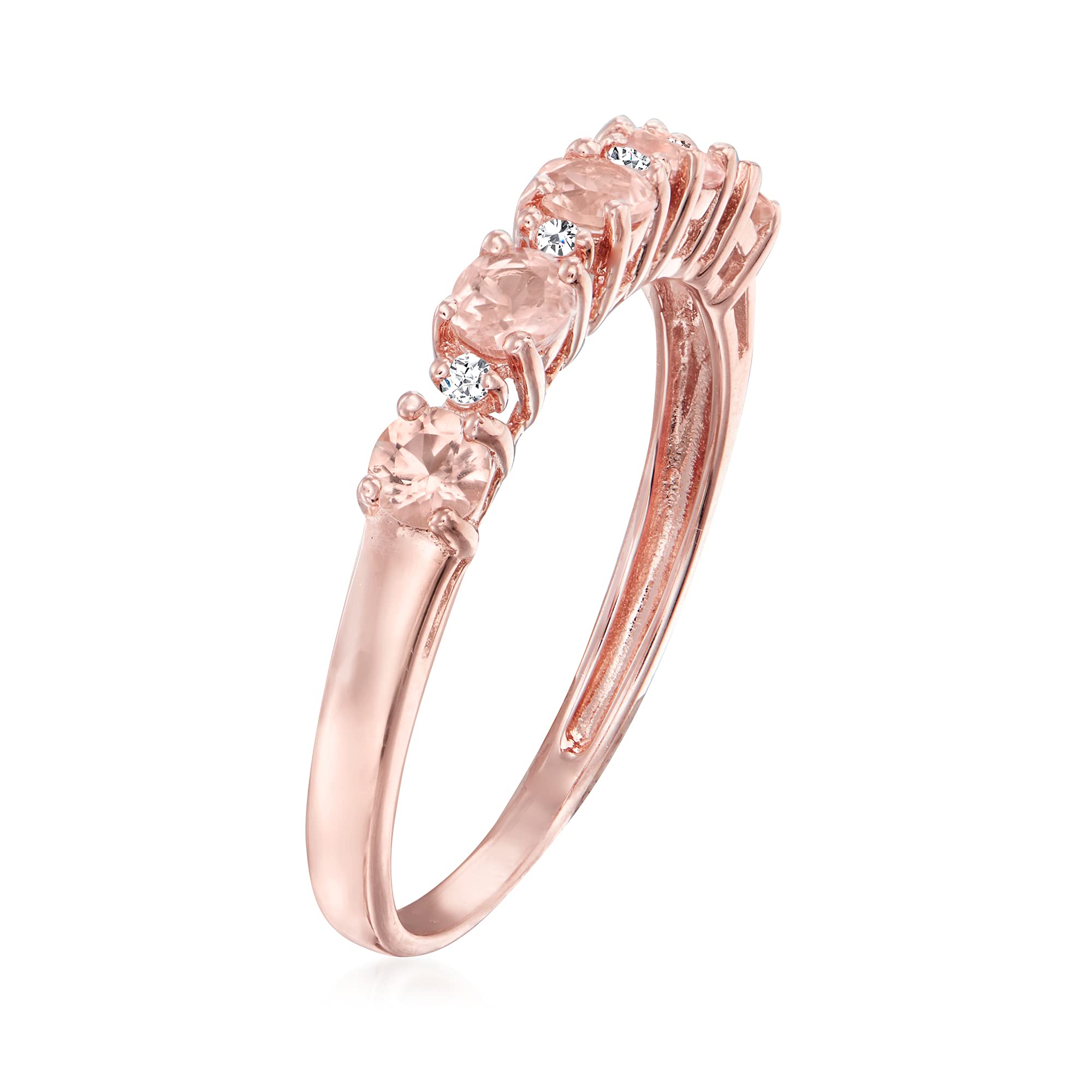 Ross-Simons 0.50 ct. t.w. Morganite Ring With Diamond Accents in 18kt Rose Gold Over Sterling. Size 7