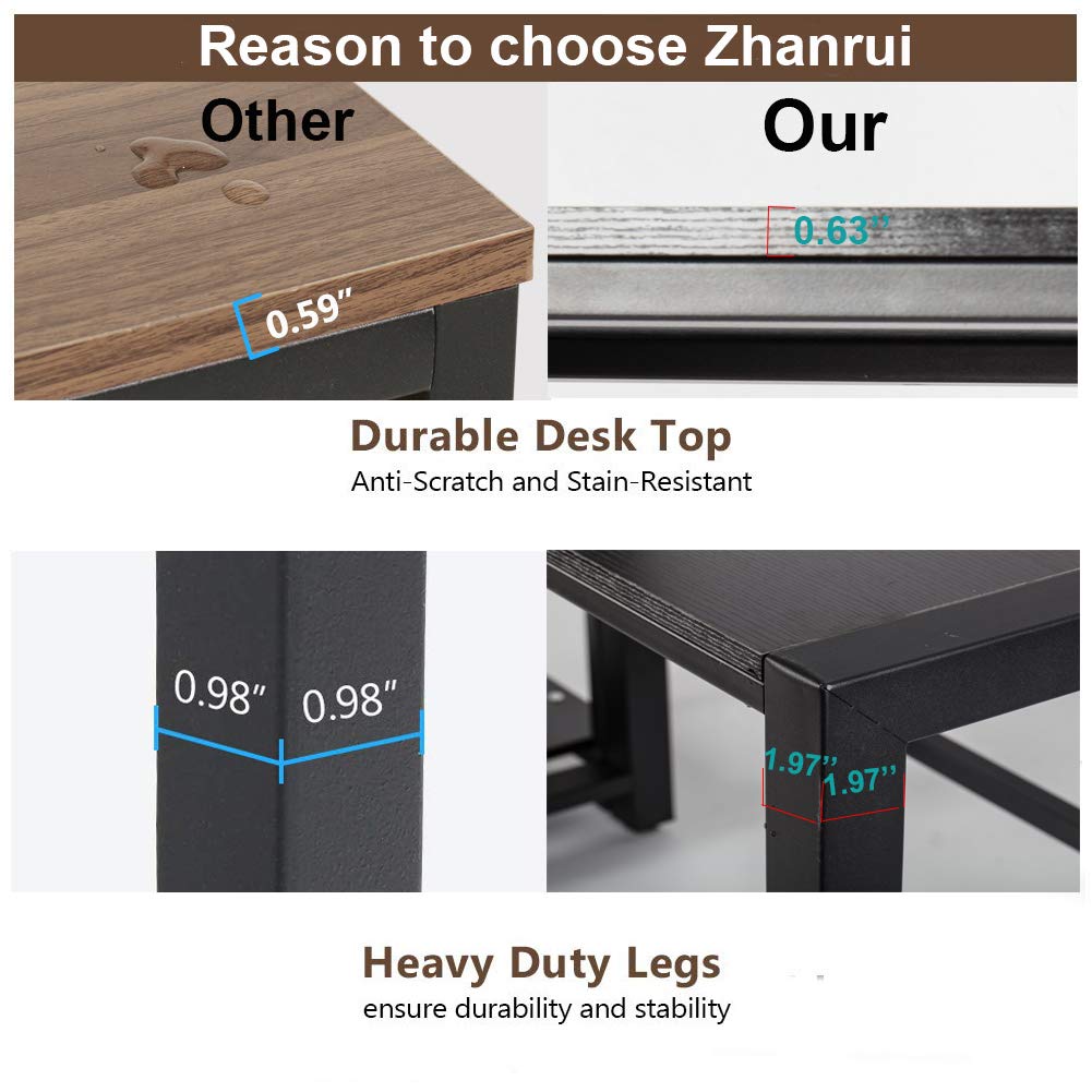 Zhanrui Computer Desk with 4 Tier Storage Shelves Modern Large Office Desk Computer Table Multi Level Writing Study Table with Bookshelf and Tower Shelf for Home Office Workstation,Black