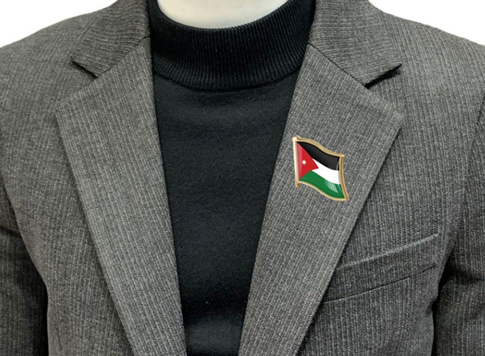 vmcoatdu Compatible Jordan Flag Pin Badge International Travel Brooch Metal Alloy Souvenir Pin for Hat Clothes Backpack (Jordan)
