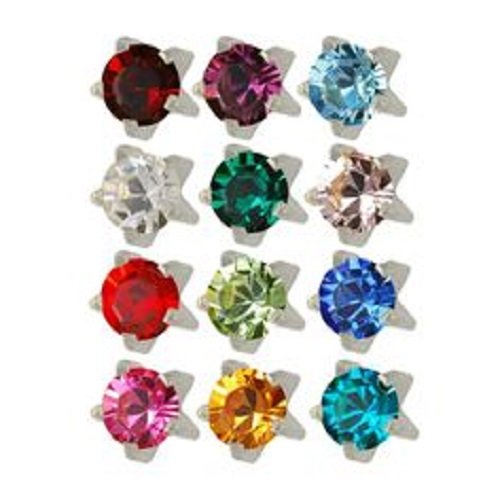 Studex 24K Plated Surgical Steel 3mm Regular Size Ear Piercing Earrings Studs in Prong Style Setting, 12 Pair Mixed Colors Yellow Metal