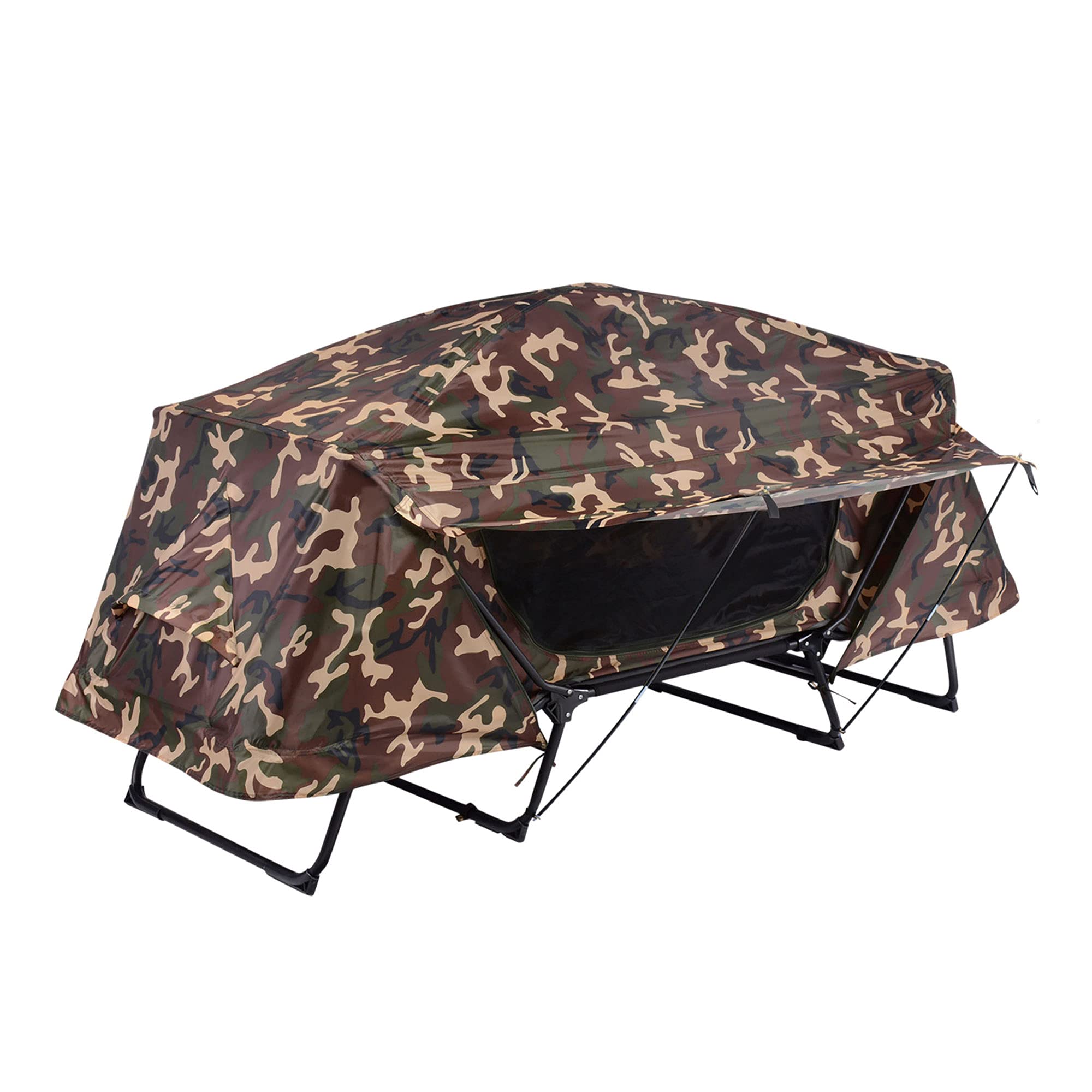 Yescom Folding Tent Cots Oversized Tent Cot Portable 1-Person Waterproof Tent Durable Camping Bed with Carry Bag Rain Fly Bag for Outdoor Camping Picnic & Hiking, Camouflage