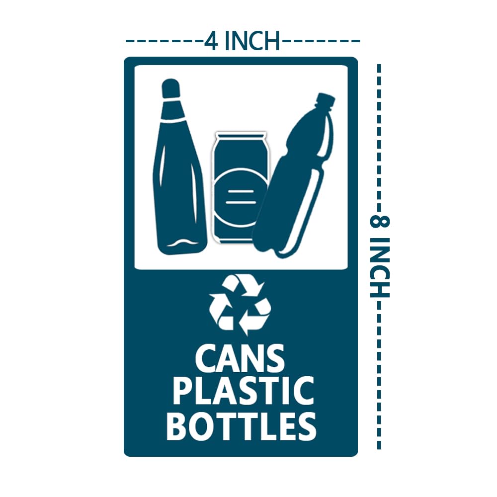 Self Adhesive Recycle Sign Decals for Trash,8x4 inch Cans and Bottle Only stickers,6 pcs per pack.