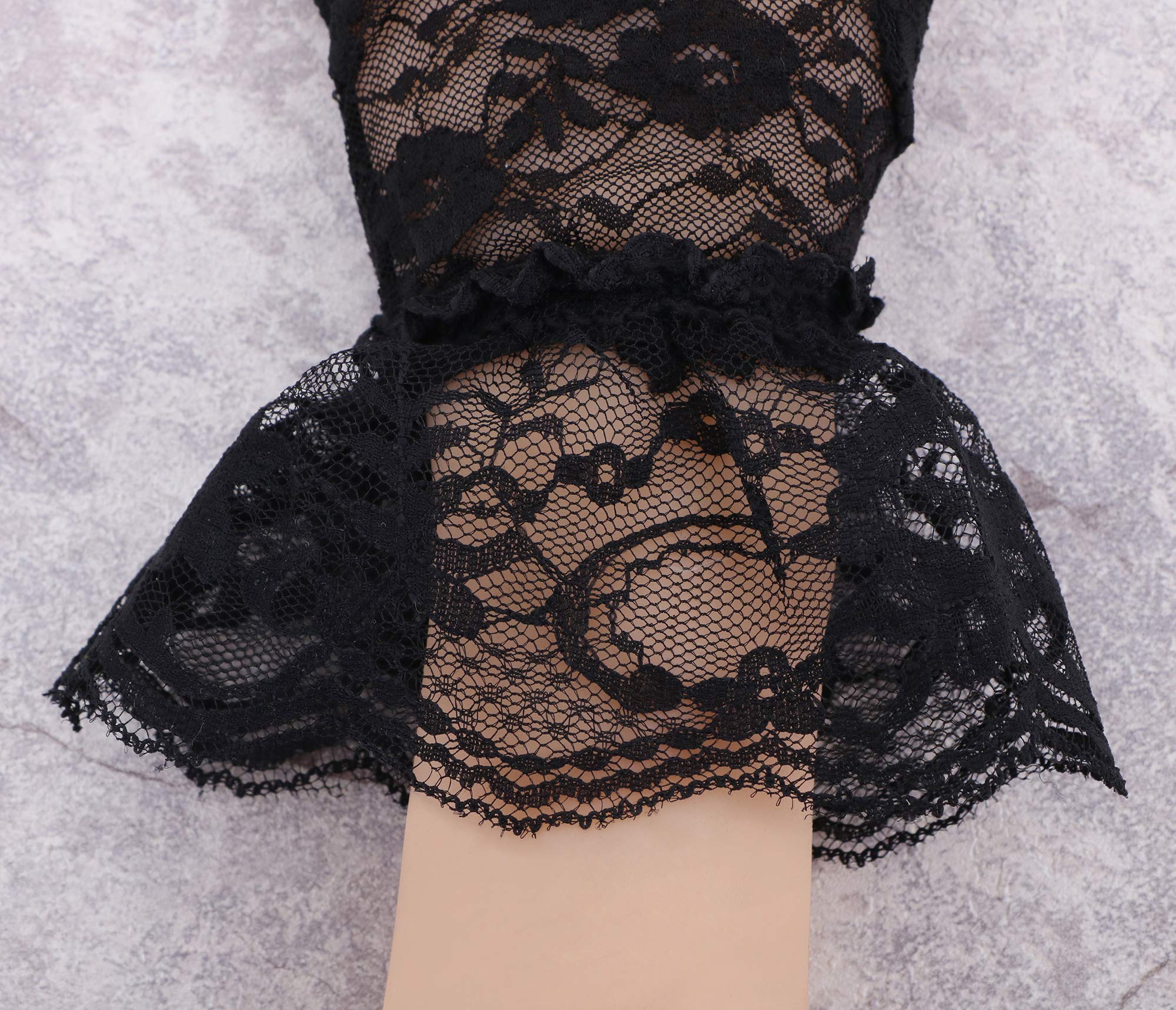 Simplicity Bridal Gloves Lace Wrist Length Special Occasion Wear, Black with Lace Wrist