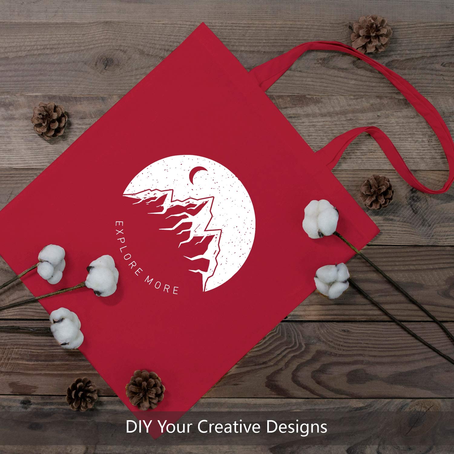TOPDesign 6-Pack Economical 16"x15" Red Cotton Tote Bag, Lightweight Medium Reusable Grocery Shopping Cloth Bags, Suitable for DIY, Advertising, Promotion, Gift, Activity