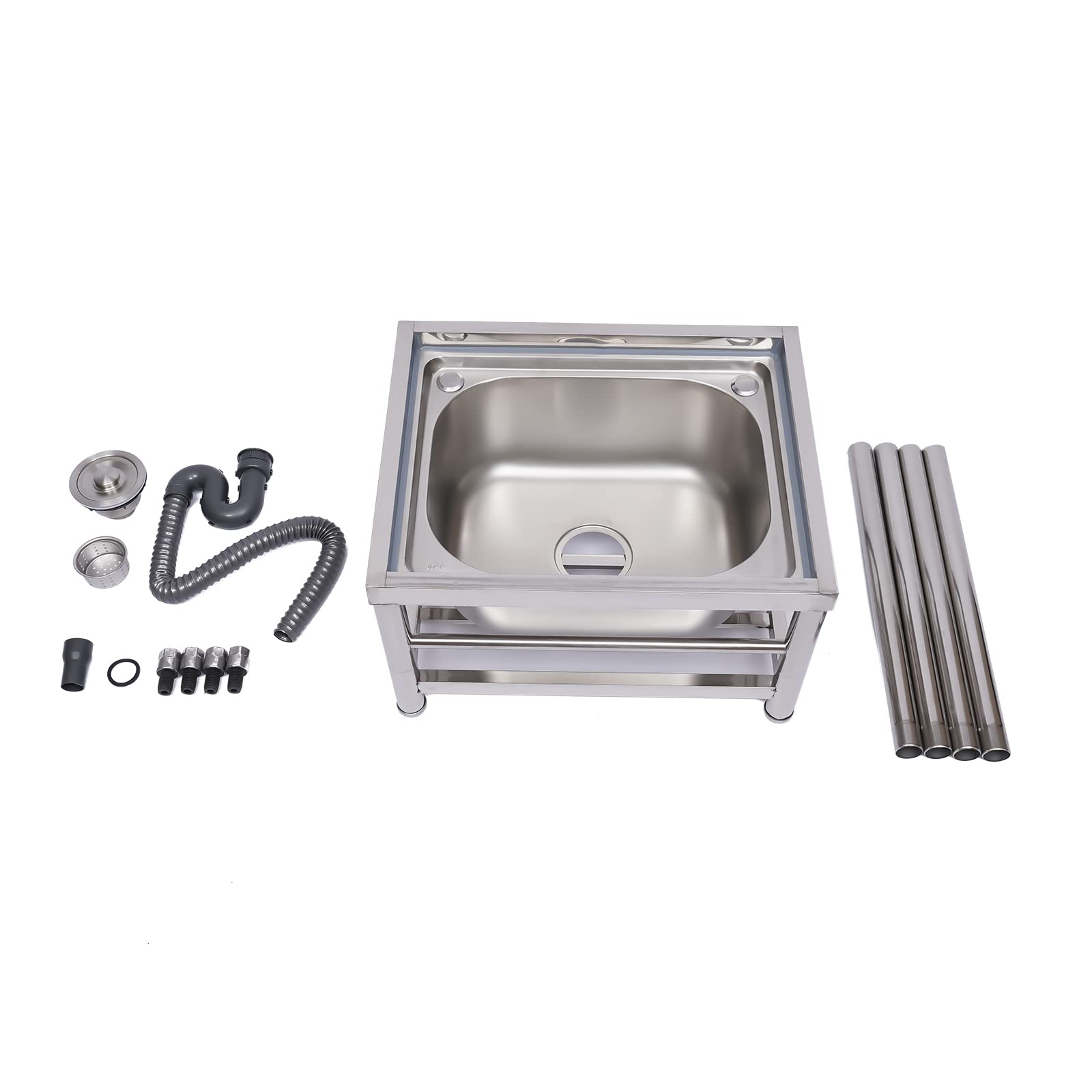Stainless Steel Single Basin Commercial Kitchen Sink Vanity Multipurpose Sink for Restaurant, Laundry Room, Backyard, Garages 21.65x17.72x33.46in