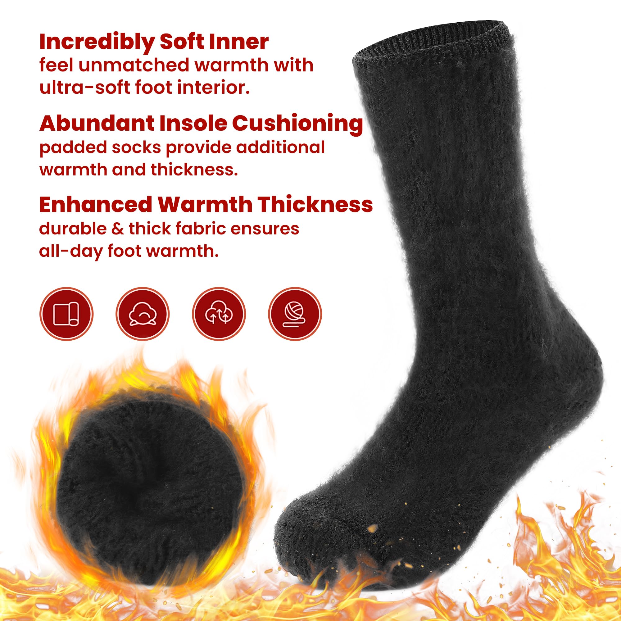 Tough Land 1 Pairs of Thermal Socks for Men Heat Trapping Warm Winter Socks