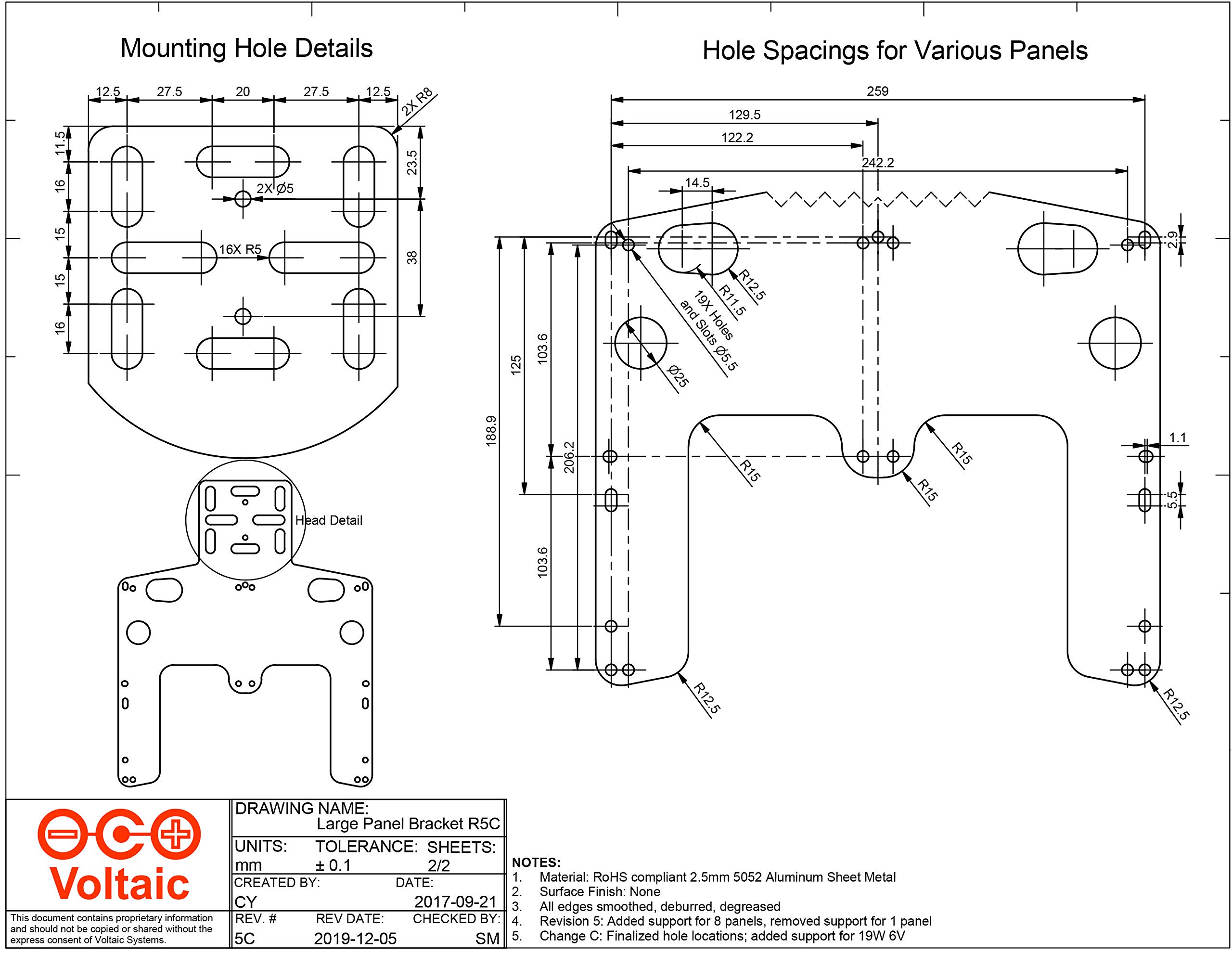 Voltaic Systems - Solar Panel Mounting Bracket (Large) | Compatible with 9W, 10W and 17W Voltaic Solar Panels