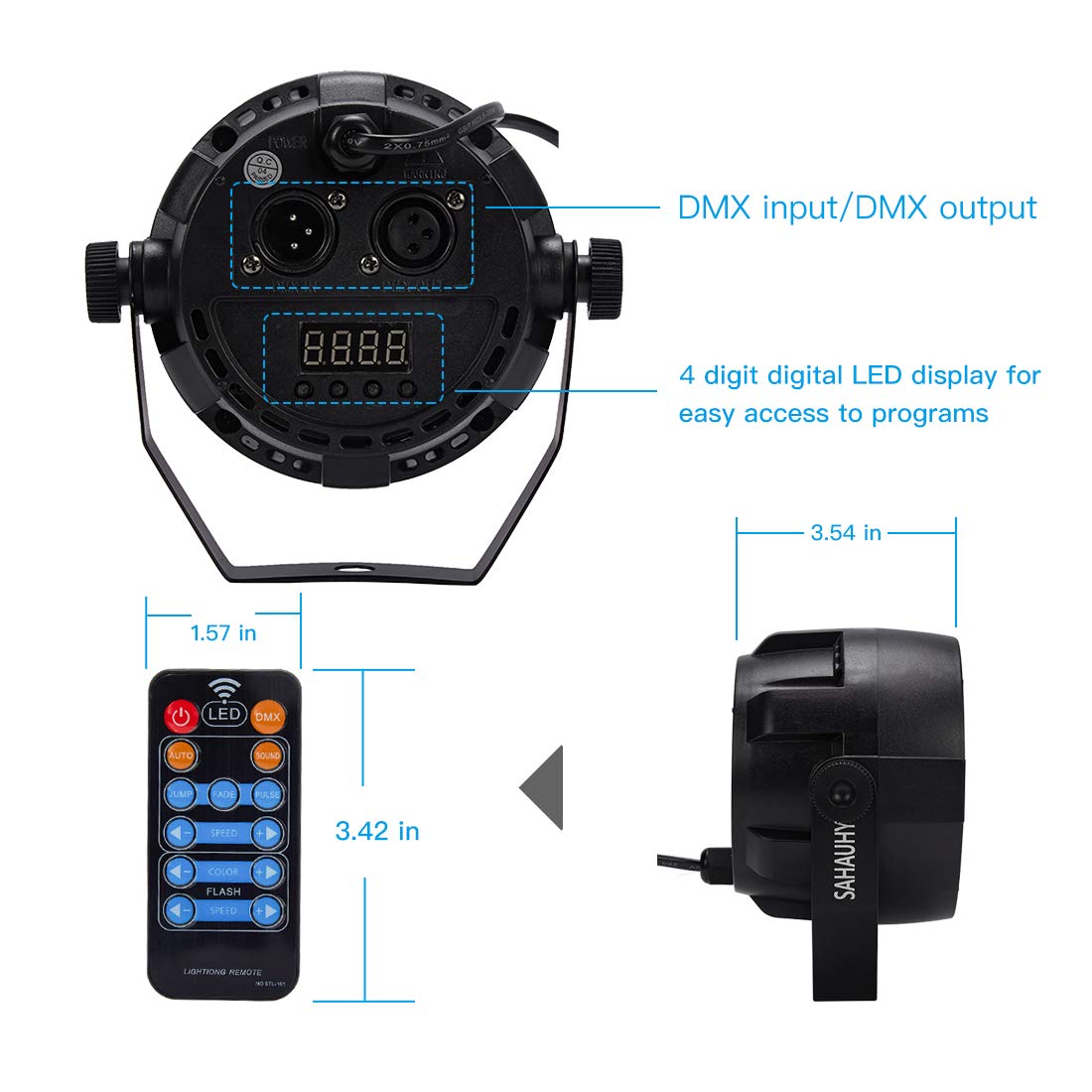 Stage Lights,SAHAUHY 12LED Par Lights RGB Uplights with Remote Sound Activated DMX Control uplighting for Wedding Event Club Party (8 Packs)