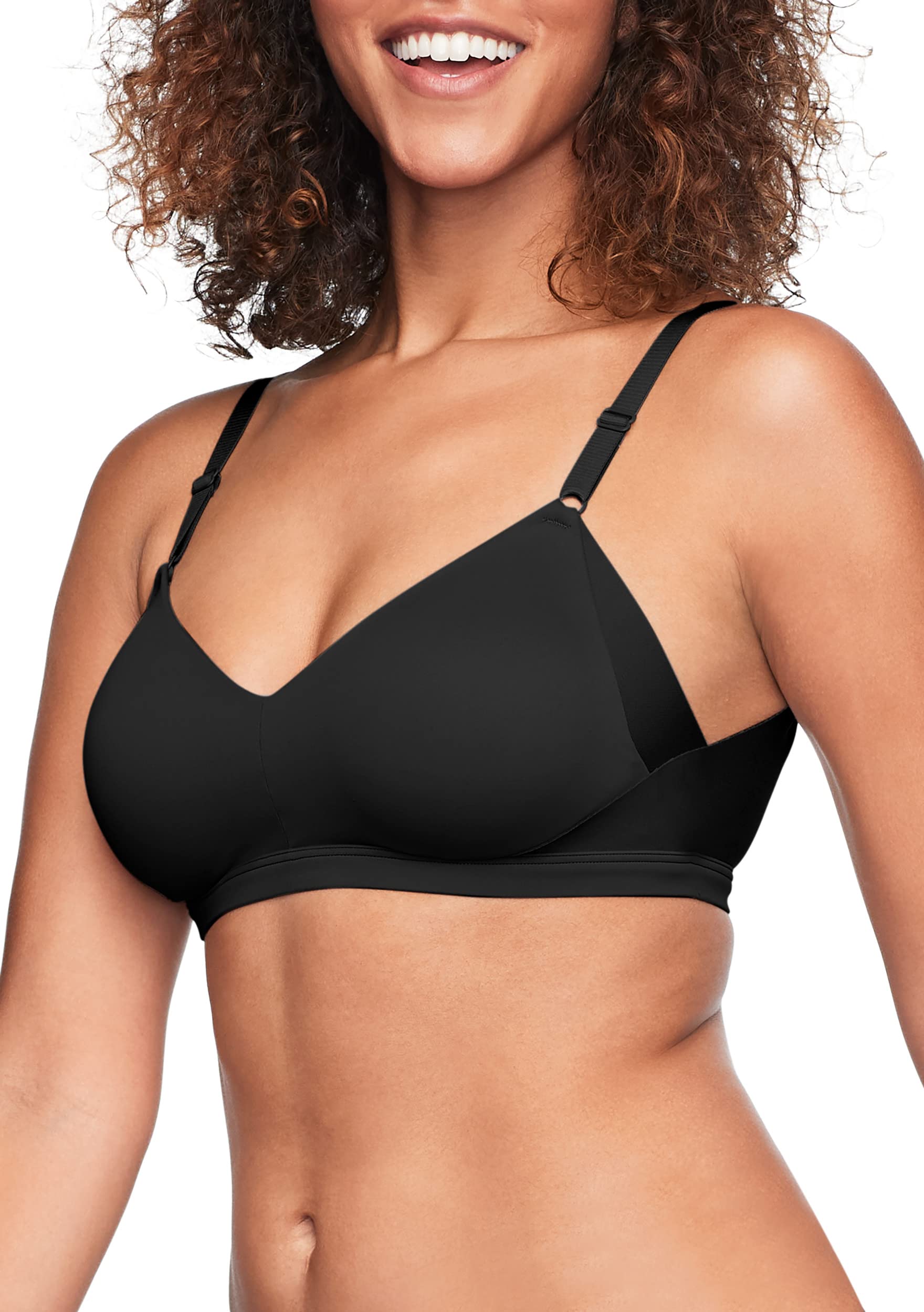 Warner's Women's No Side Effects Underarm and Back-Smoothing Comfort Wireless Lift T-Shirt Bra RN2231A, Black, XL