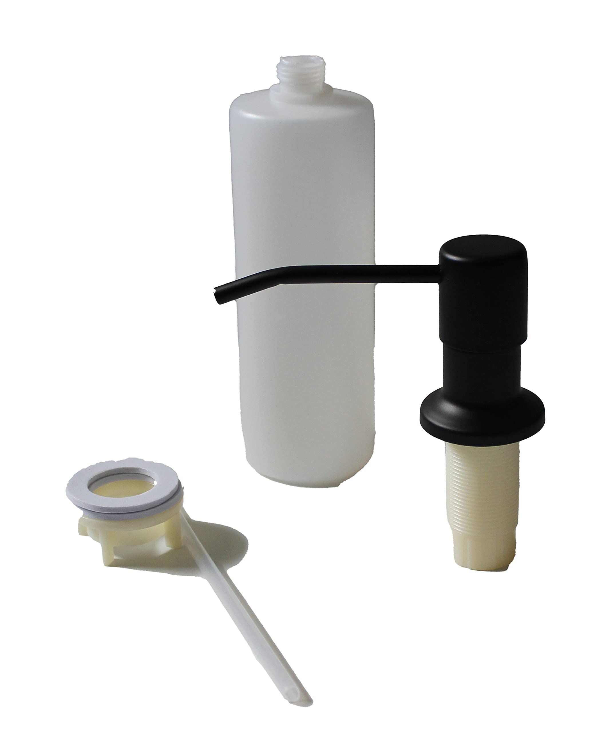 Soap Dispenser for Kitchen Sink, Built in, Stainless Steel (Brushed Nickel), Pump Set for Dish Soap or Lotion, Refill from The Top, for CounterTop, Black