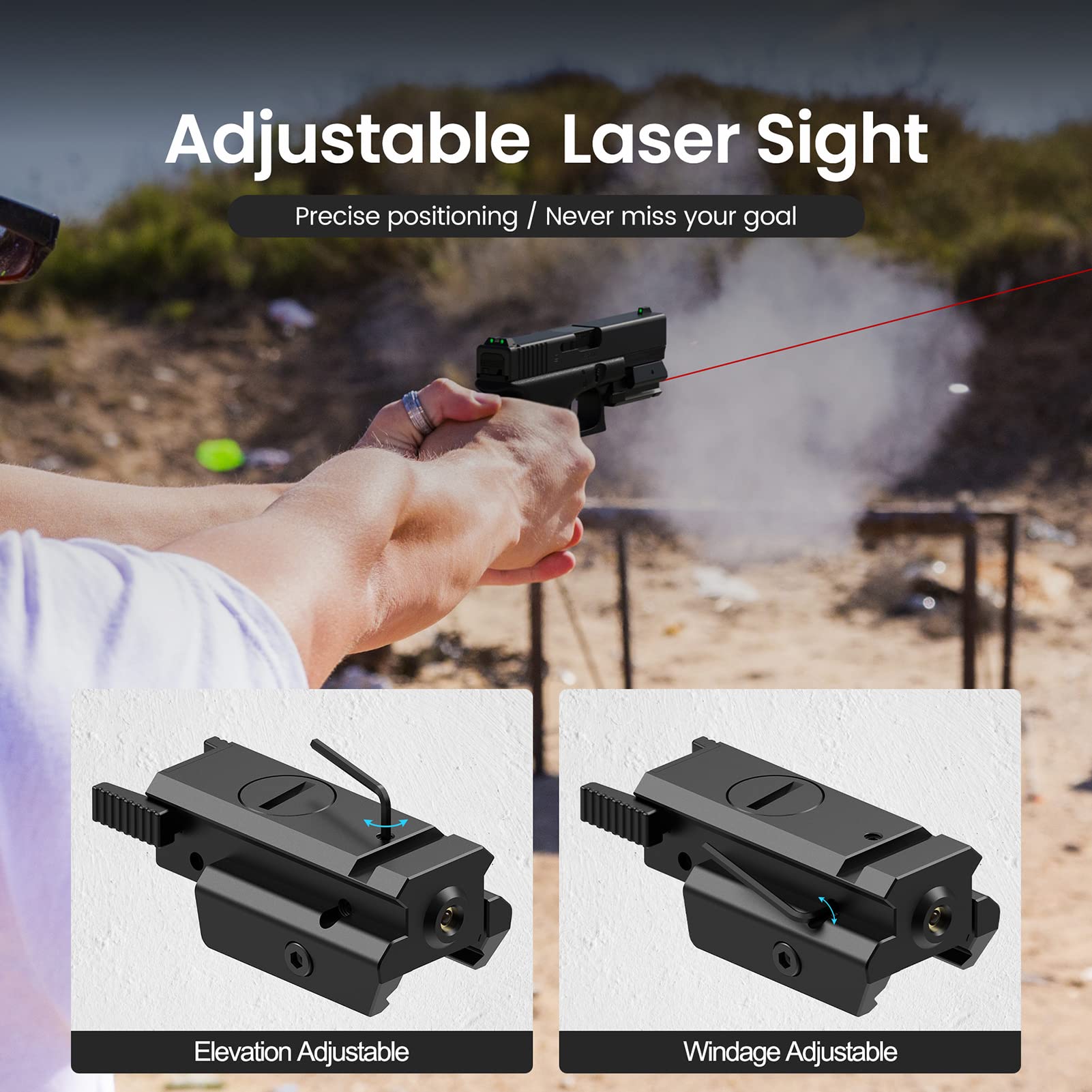 Twod Laser Sight Red Dot Gun Sight for Pistol Gun Tactical Rifle Handgun with 20mm Picatinny Mount
