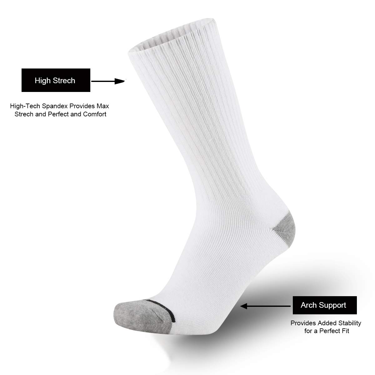 Vanksox Men's Cotton Moisture Wicking Extra Heavy Cushion Athletics Working Crew Socks(White 10P)