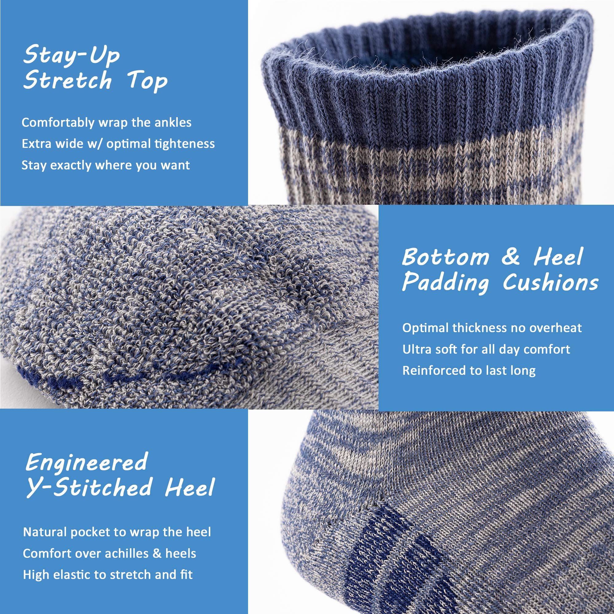 u&i Men's Performance Cushion Cotton Athletic Quarter Crew Socks