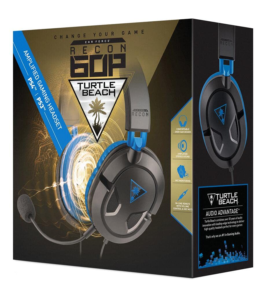 Turtle Beach - Ear Force Recon 60P Amplified Stereo Gaming Headset – PS4, Xbox One (Compatible w/ Xbox One Controller w/ 3.5mm Headset Jack), and PS3