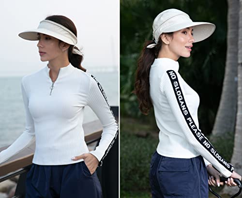 Simplicity Women's UPF 50+ UV Sun Protection Hat, White, Adjustable Visor, Foldable, Lightweight, Breathable, Golf, Beach, Hiking, Travel