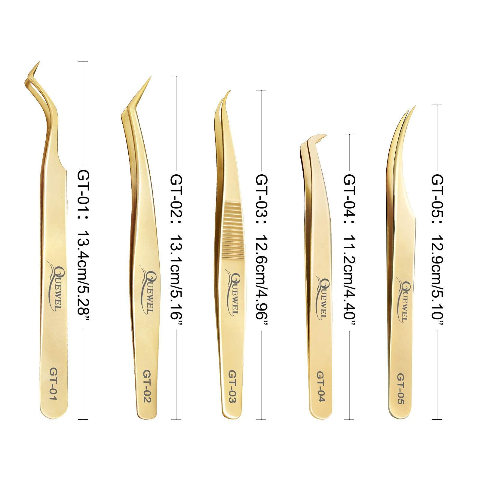 Volume Eyelash Extensions Tweezers Set 5 PCS,Stainless Steel Lash Tweezers Curved Precision Tweezers Application