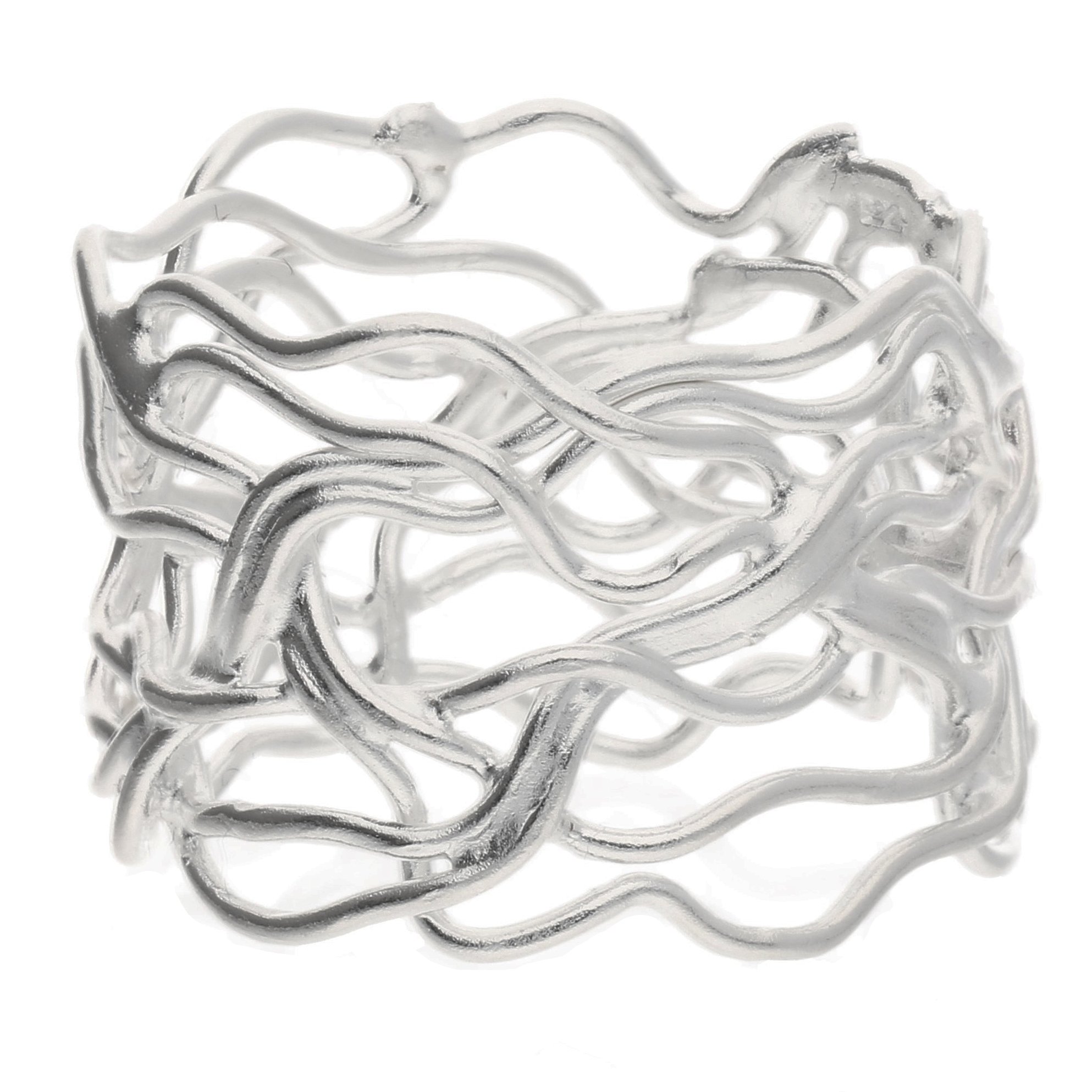 Unique Filigree Wirework Wide Band Sterling Silver Ring Size 7(Sizes 5,6,7,8,9,10,11,12,13)