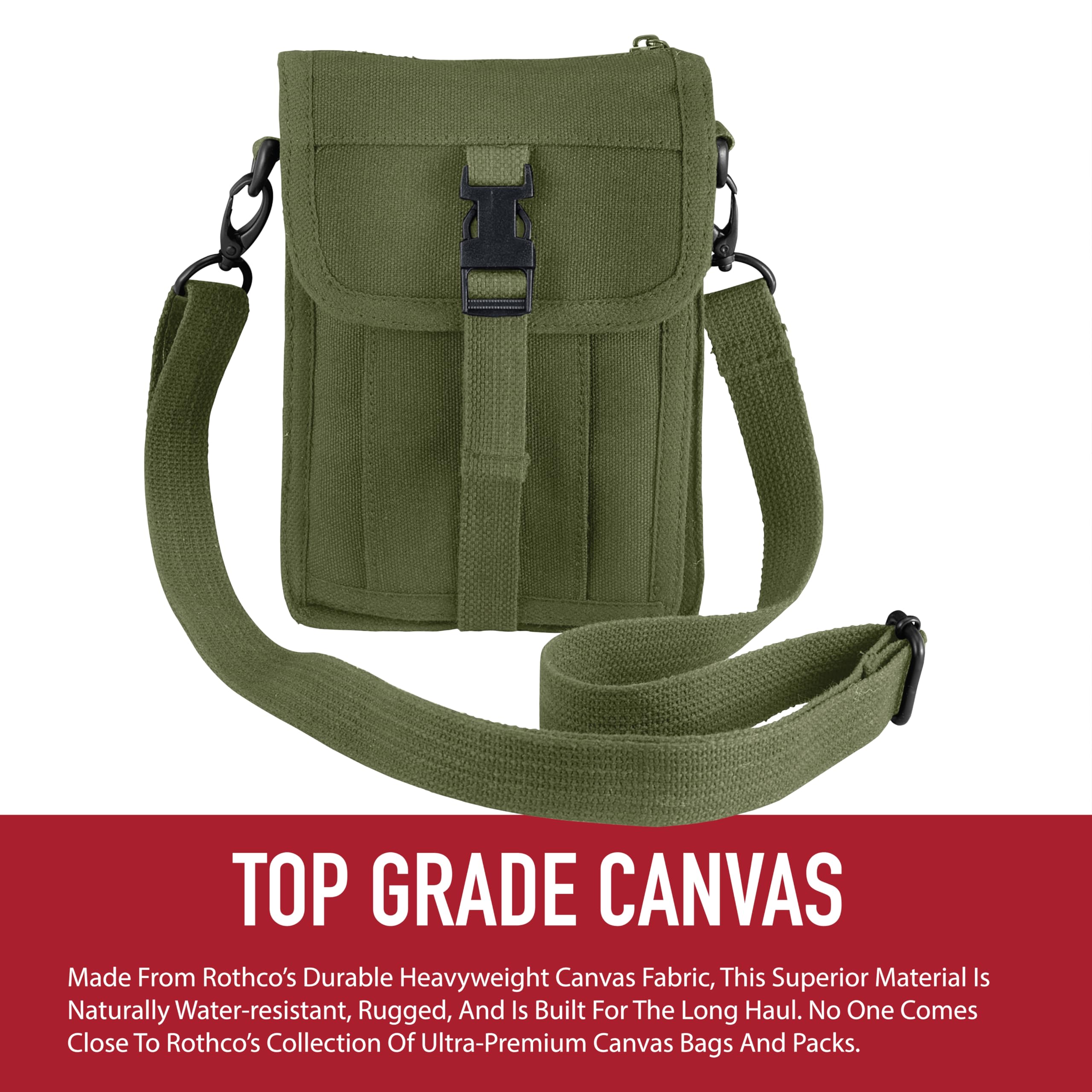 Rothco Heavyweight Canvas Travel Portfolio Bag β Crossbody Shoulder Bag β Heavy-Duty Cotton Canvas - Coyote Brown