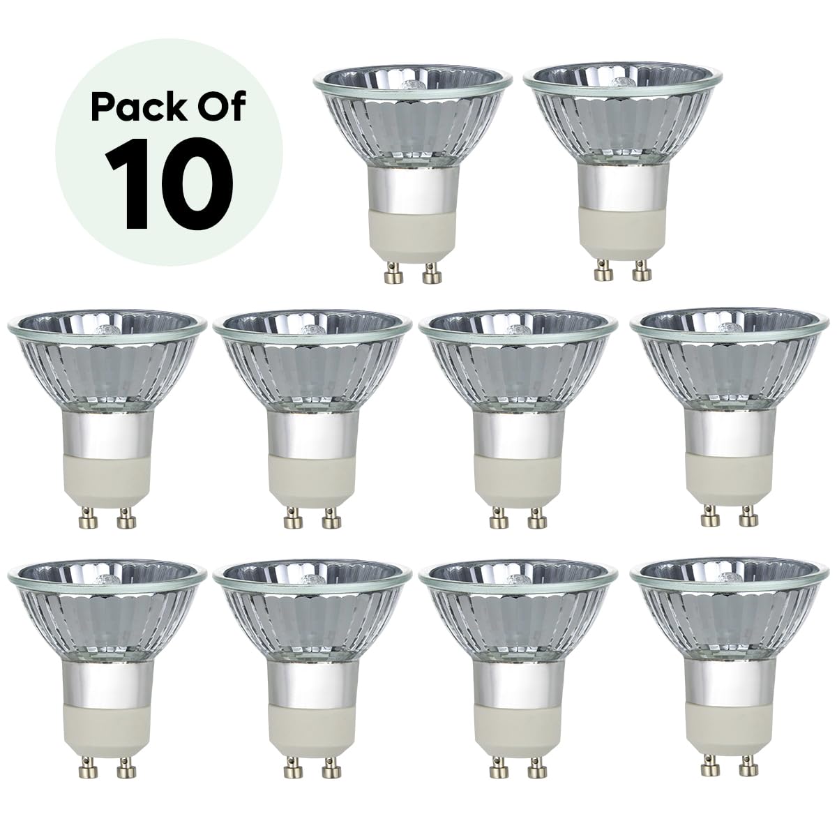 Sterl Lighting GU10 Halogen 50W Bulbs Bi-Pin Base for Track and Recessed Lightning - MR16 Gu10 Bulb, 120V, 2700K Soft and Warm White Dimmable Lightbulbs, 540Lm, Clear, Long Lasting 2 Pin Base, 10 Pack