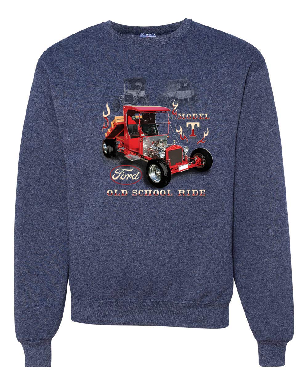 Wild Bobby Ford Model T Roadster 1923 Old School Ride Classic Vintage Cars and Trucks Unisex Crewneck Graphic Sweatshirt, Vintage Heather Navy, XX-Large
