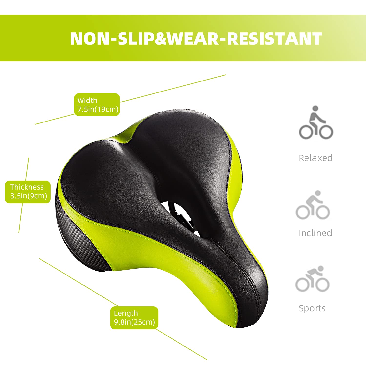 Roguoo Bike Seat, Most Comfortable Bicycle Seat Dual Shock Absorbing Memory Foam Waterproof Bicycle Saddle Bike Seat Replacement with Refective Tape for Mountain Bikes, Road Bikes