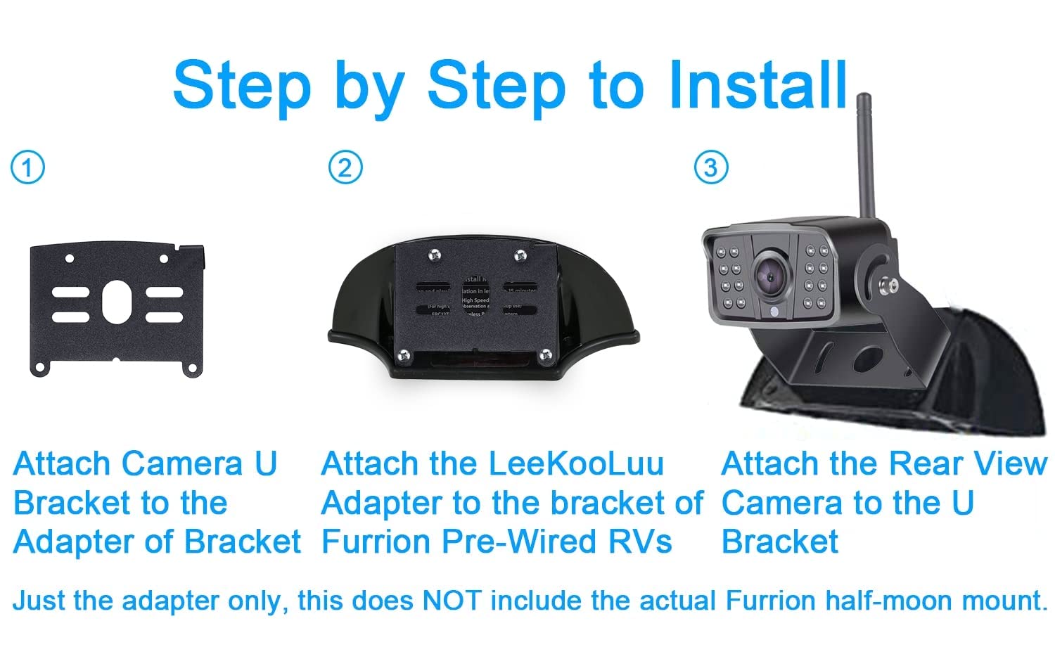Rohent E07 Backup Camera Bracket Adapter Compatible with Furrion Pre-Wired RVs or Trailer with a FRCBRKT-BL