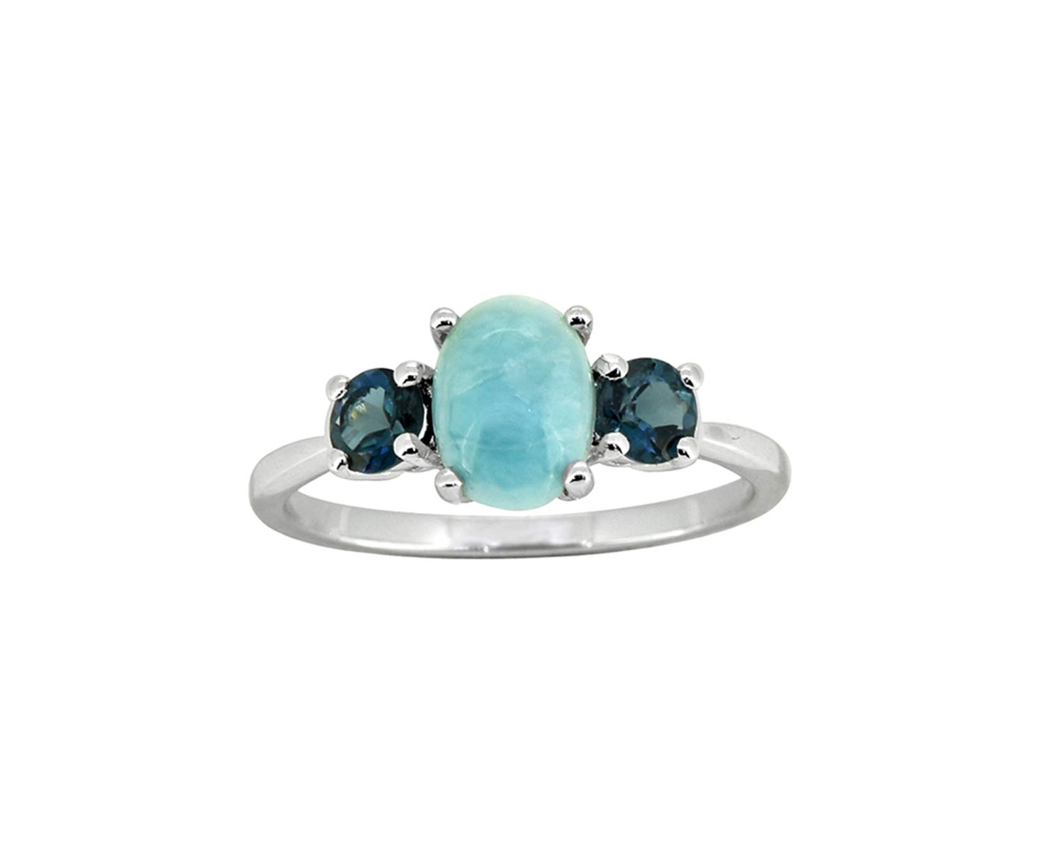 YoTreasure 1.66 Cts. Larimar London Blue Topaz Solid 925 Sterling Silver Ring