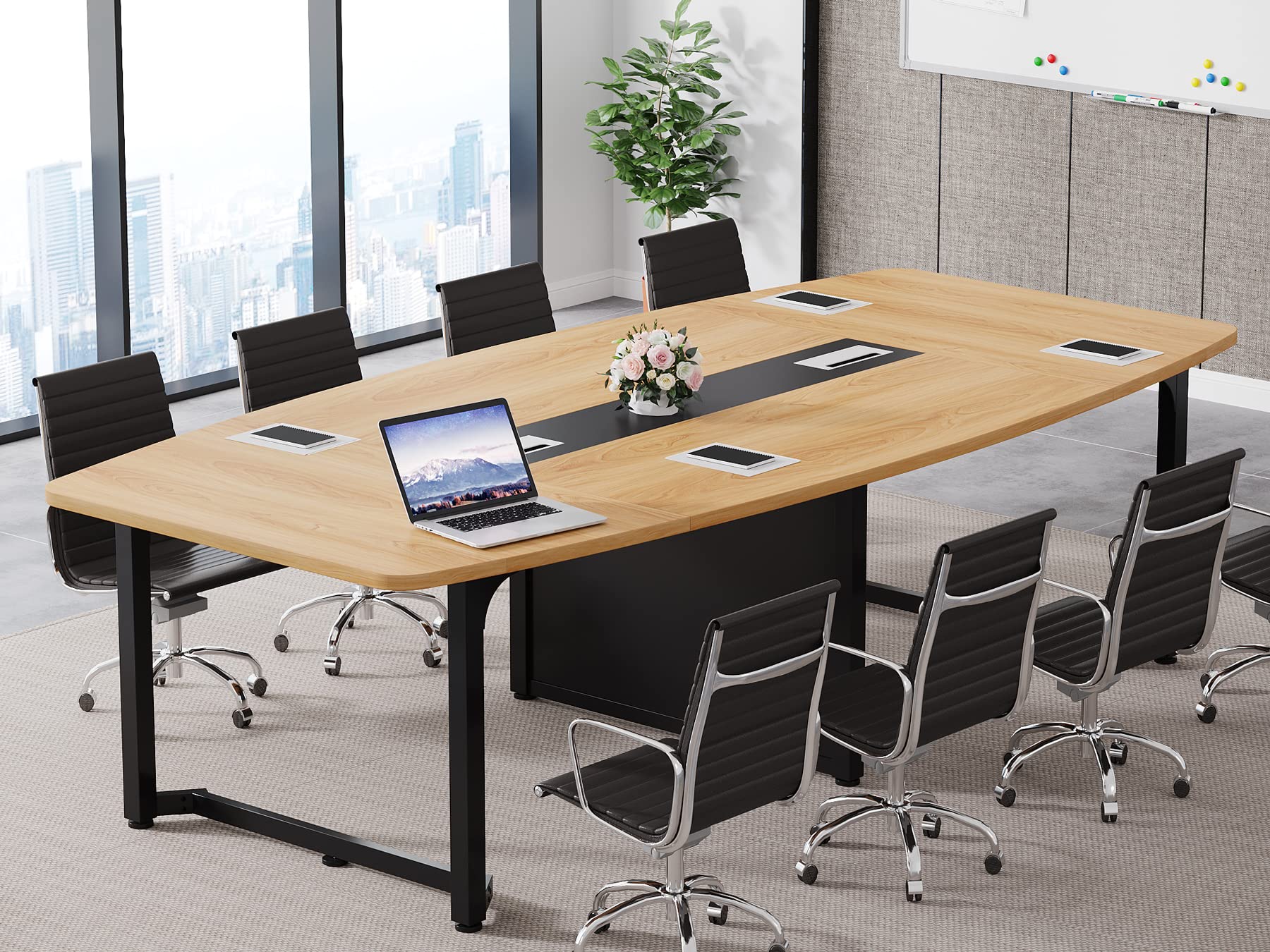 Tribesigns 8FT Conference Table, 94.5L x 47.2W inch Large Meeting Table, Modern Rectangular Seminar Table for Office Meeting Conference Room, Metal Frame