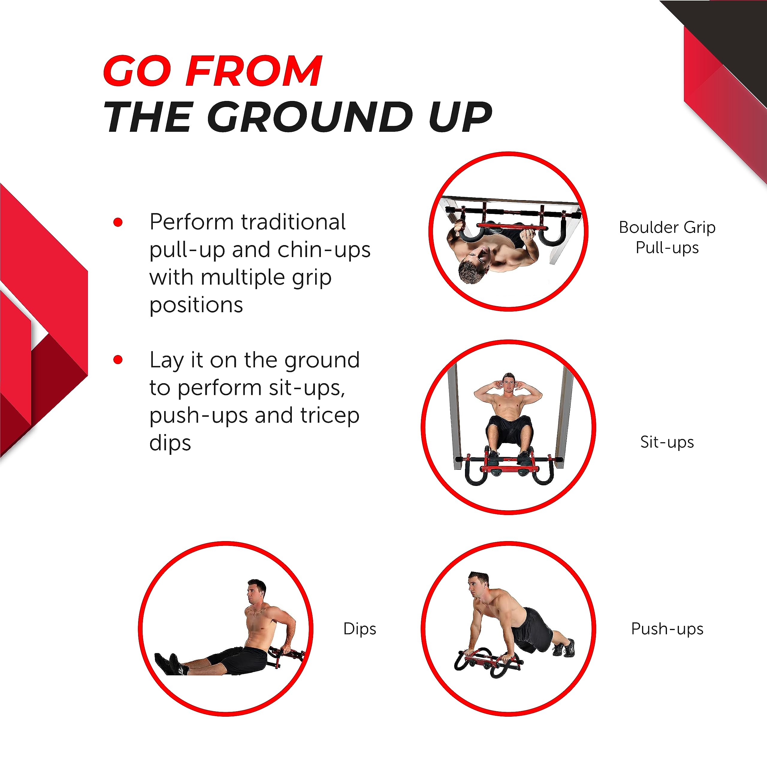 Stamina X Boulder Doorway Trainer - Pull Up Bar for Doorway - Grip Strength for Doorway with Smart Workout App - Fitness Trainer Boulder Fit Door Gym - Up to 250 lbs Weight Capacity