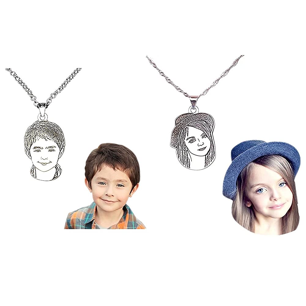 STARATION Custom Picture Necklace Personalized Pet Cat Dog 925 Silver Photo Engraved Pendant Gift for Pet Lover (StyleA)