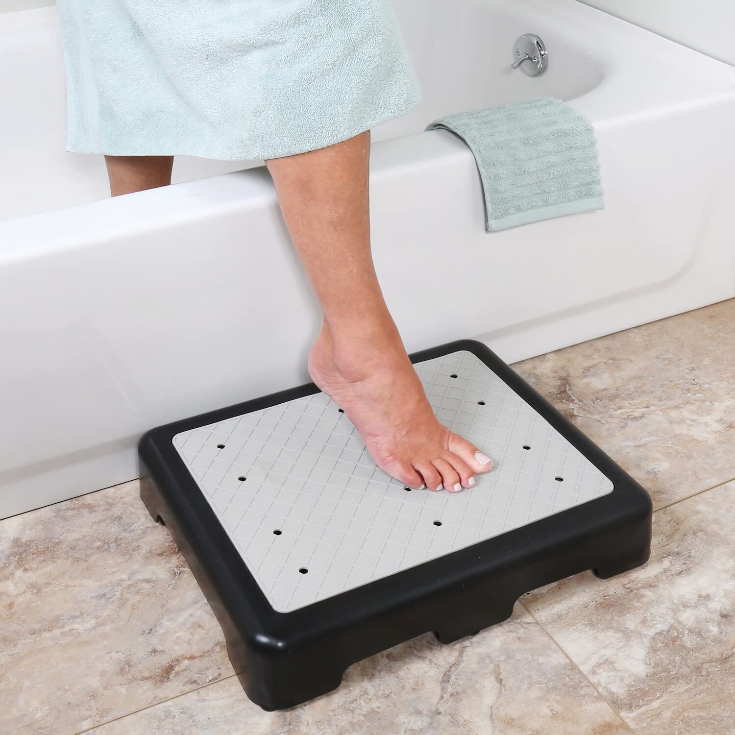 SUPPORT PLUS Riser Step Stool - 3 1/2"H Safety Half Step Platform, Indoor Outdoor Step Stool Assistive Devices for Elderly, Portable Step Stool Non Slip