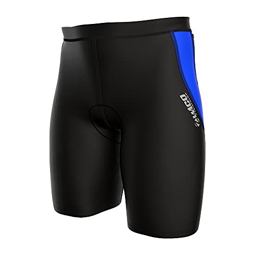 Zimco Performance Triathlon Shorts Mens | Tri Shorts Mens Padded | Tri Race Cycling Shorts (Black/Blue, Small)