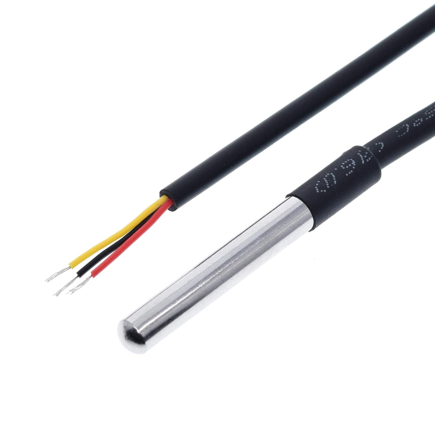 RLECS 2-Pack Digital Temperature Sensor Probe 2M Length DS18B20 Stainless Steel Encapsulation Waterproof Thermal Sensor Probe