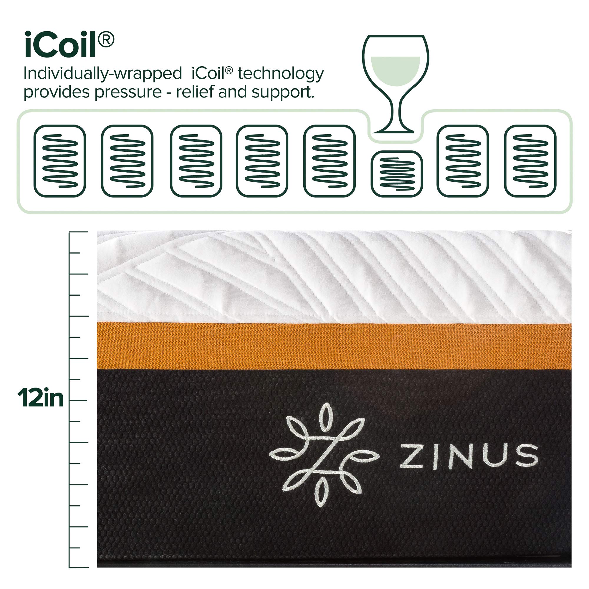 ZINUS 12 Inch Cooling Copper ADAPTIVE Pocket Spring Hybrid Mattress, Full, Moisture Wicking Cover, Cooling Foam, Pocket Innersprings for Motion Isolation, Mattress in A Box