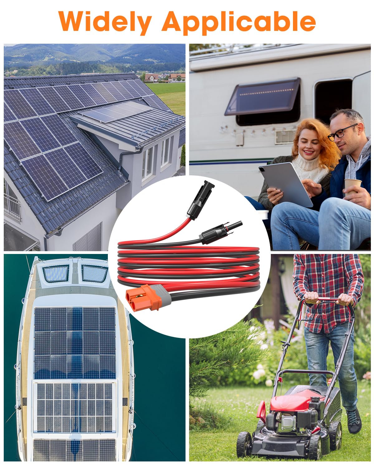 WININMETA 10Ft 12AWG Solar Power Charge Extension Cable to XT60i Solar Connector to XT60i Adapter Cable for Solar Panel to LiFePO4 Battery RV Portable Power Station Solar Generator DC500V 30A