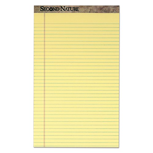 TOPS 74920 Second Nature Recycled Pads, 8 1/2 x 14, Canary, 50 Sheets (Pack of 12)
